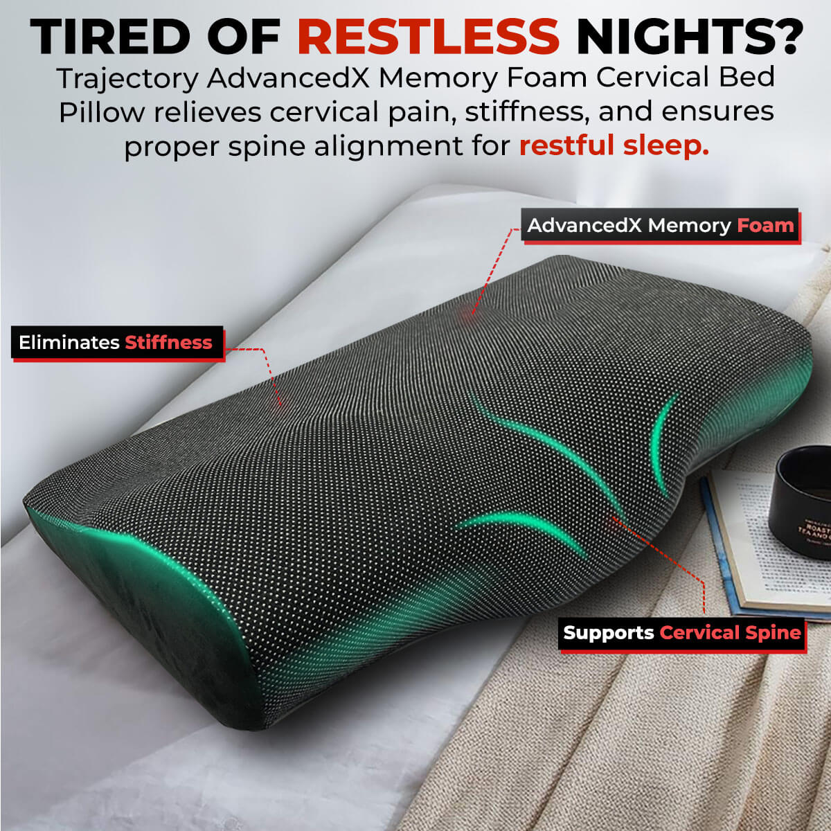 Trajectory Ultimate Bed Pillow with AdvancedX Orthopedic Memory Foam