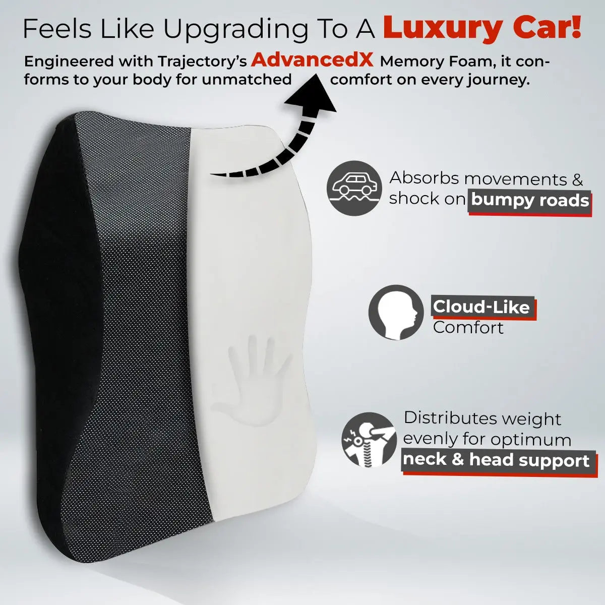 Trajectory Ultimate Car Neck Rest Pillow with AdvancedX Orthopedic