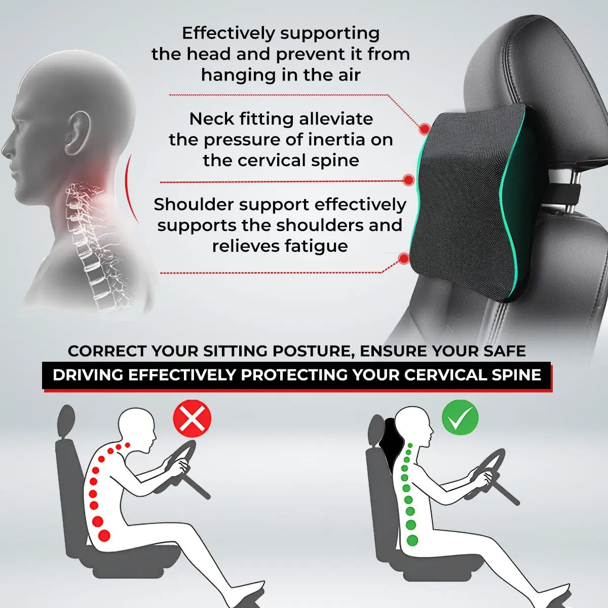 Trajectory Ultimate Car Neck Rest Pillow with AdvancedX Orthopedic